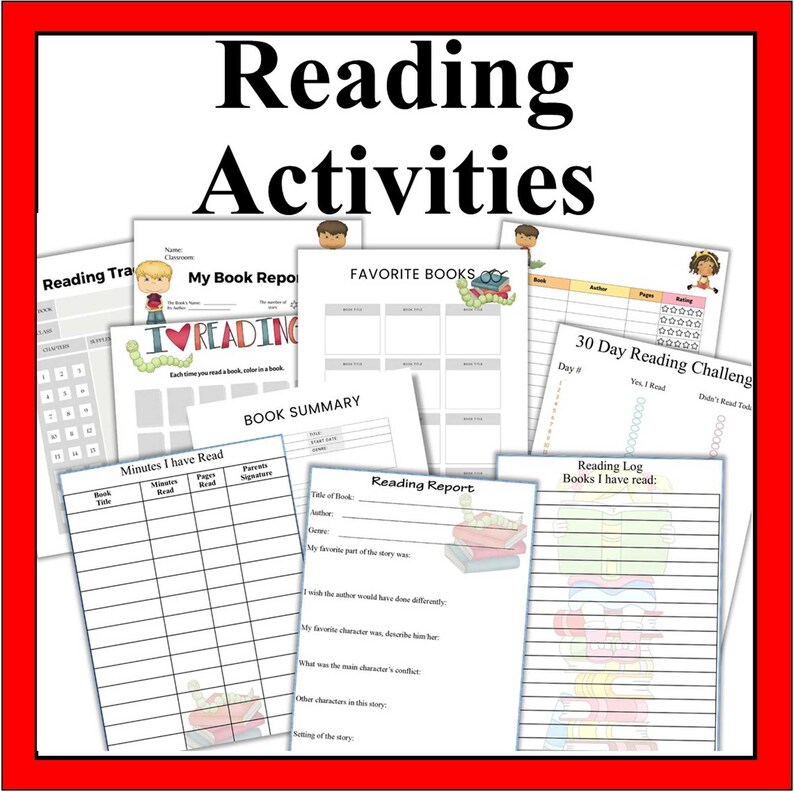 Reading Activities and Logs Printable Pack – Worksheets, Bookmarks ...