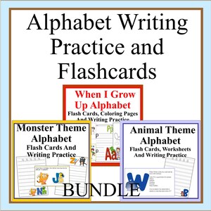 Alphabet Writing Practice and Flashcards Bundle of 3 Kids Writing ...