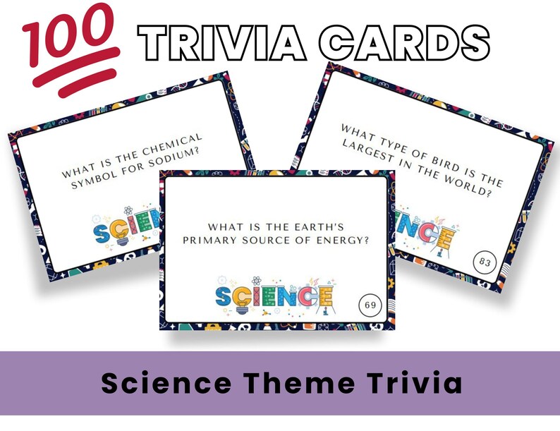 Science Theme Trivia Cards – 100 Printable Science Questions & Facts - Etsy