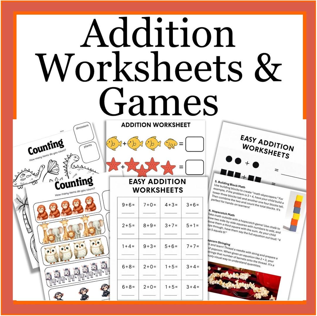 Fun Addition Games & Worksheets Bundle – 13 Hands-on Math Games + 16 ...