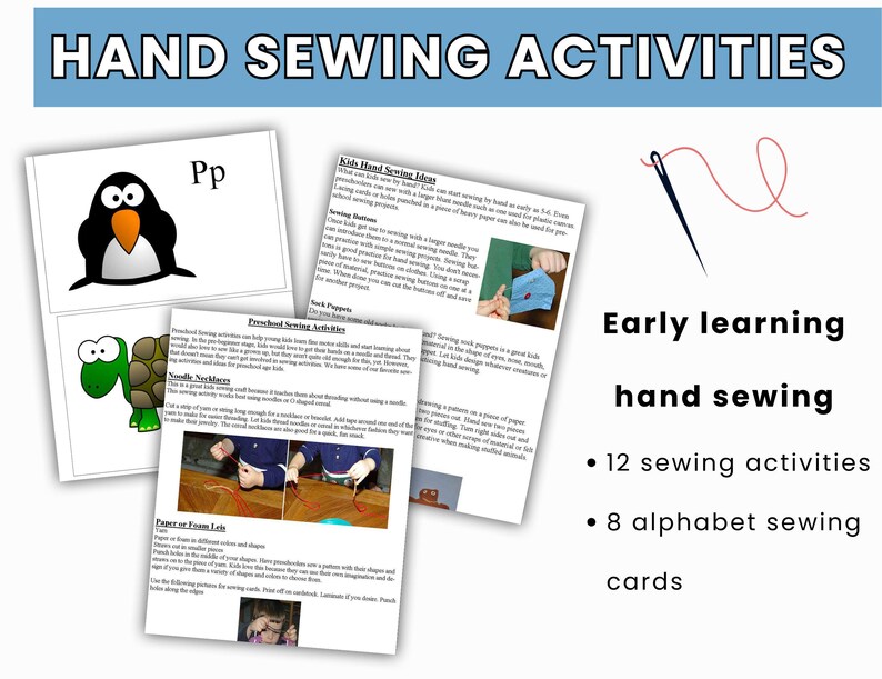 Early Learning Hand Sewing Activities – Pre-k to Grade 1 Sewing ...