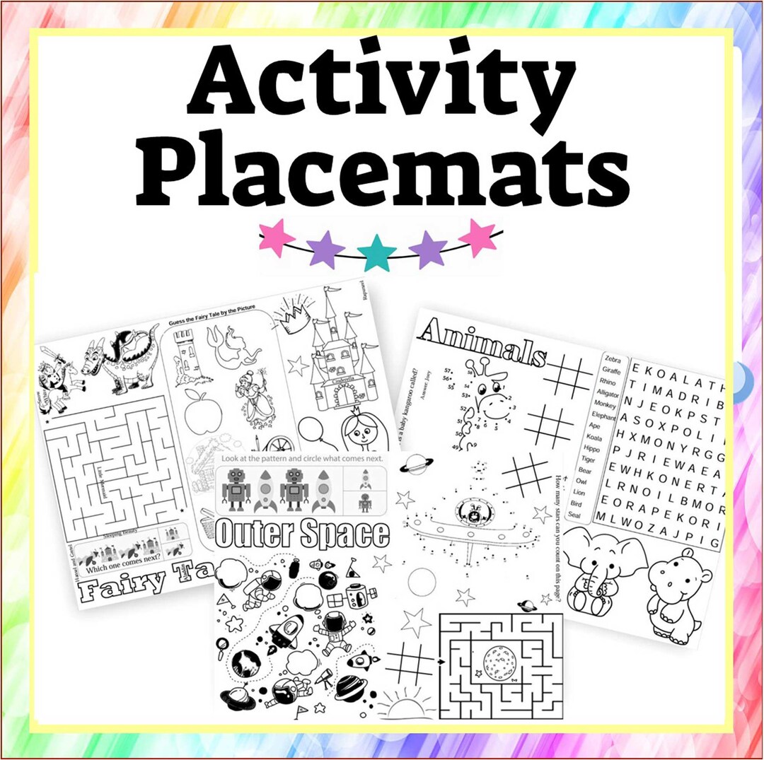Activity Placemats for Kids- 15 Different Fun Theme Designs With ...