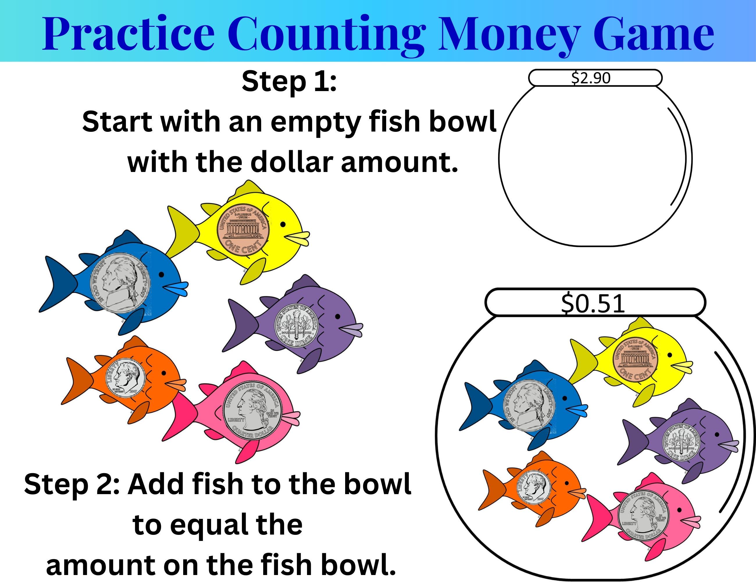 Fish Bowl Counting Coins Money Game – Printable Coin Counting Activity ...