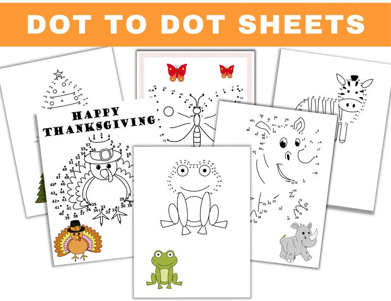 Dot to Dot Coloring Pages – 50 Fun & Educational Worksheets - Etsy