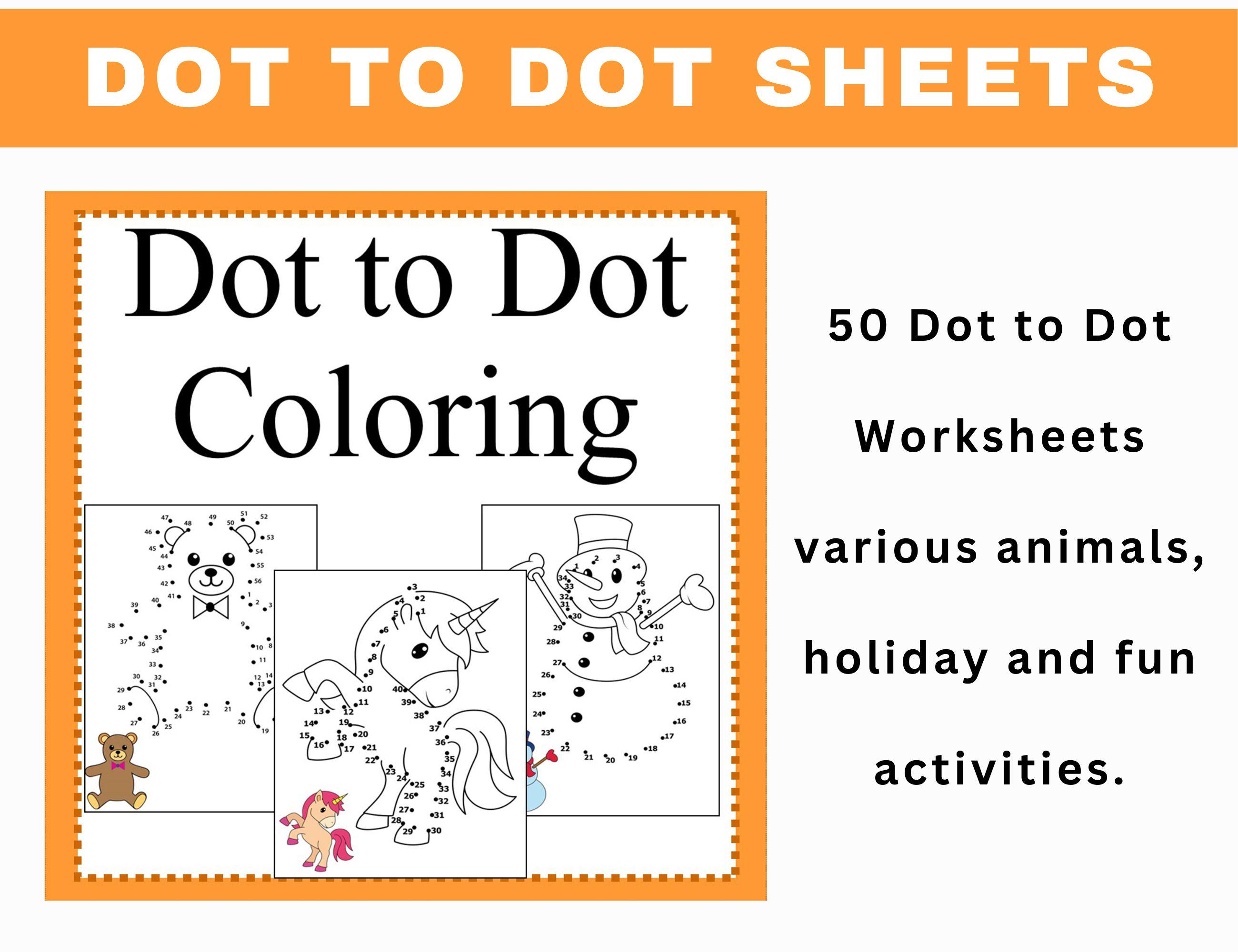 Dot to Dot Coloring Pages – 50 Fun & Educational Worksheets - Etsy