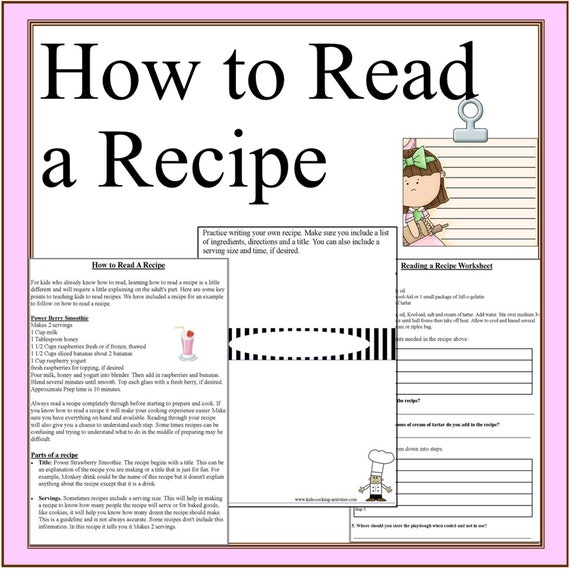 Cooking Worksheets For Students