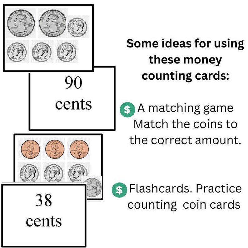 USA Money Counting Cards Game – Printable Flashcards & Hands-on Money ...