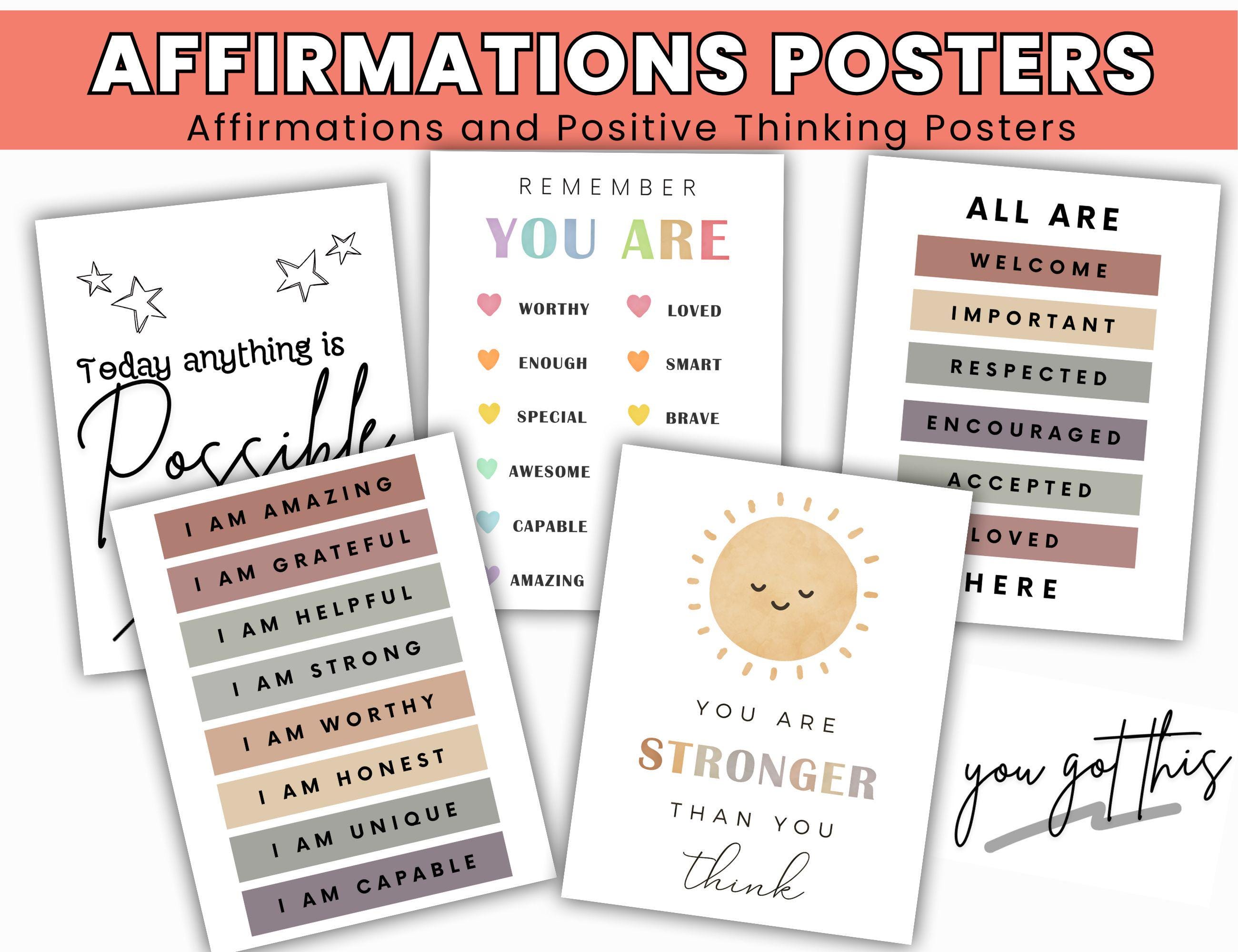 20 Emotions & Affirmations Posters – Feelings and Positive Mindset ...
