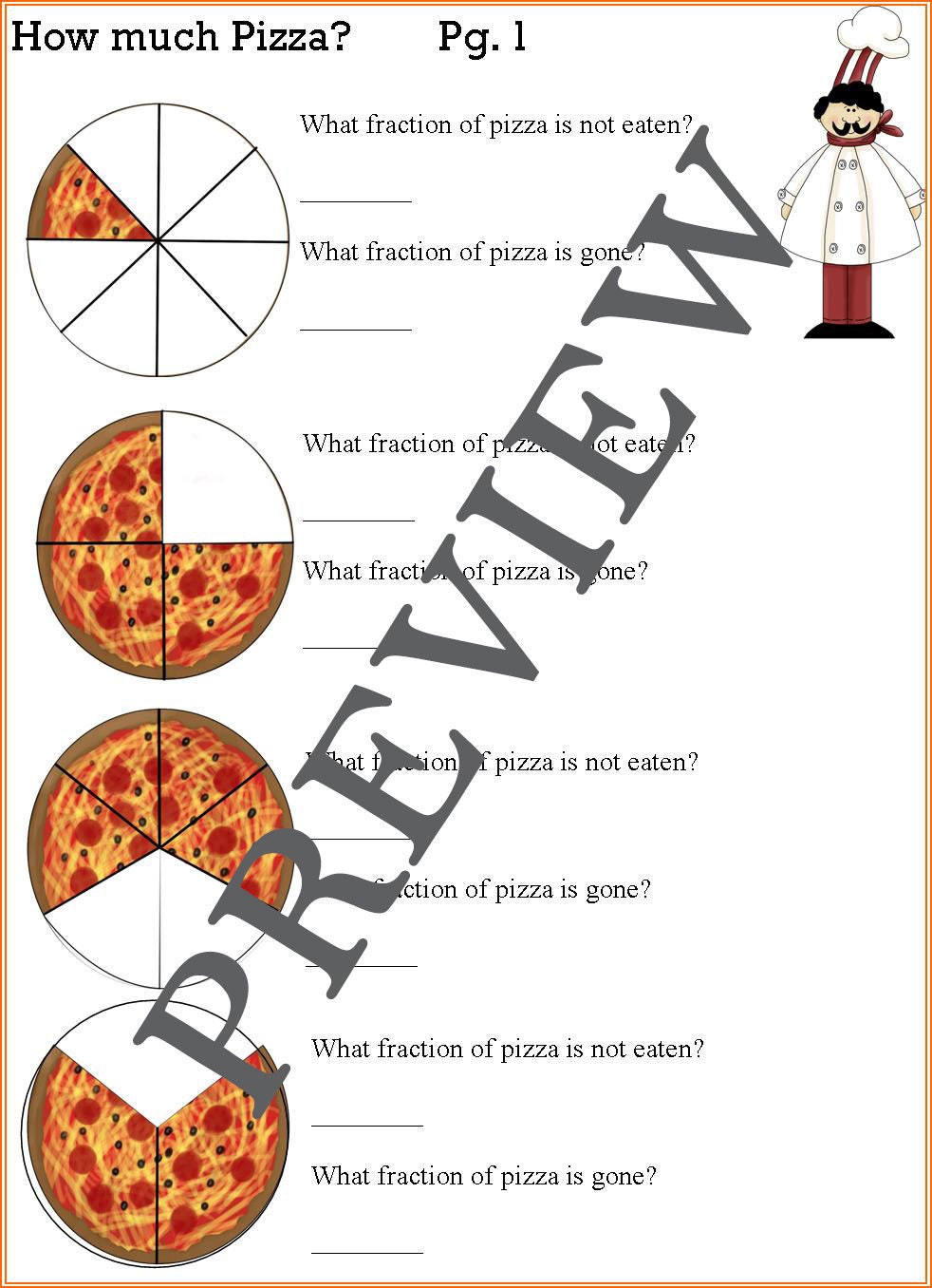 Pizza Fractions Math Worksheets and Cooking Activity Math Printables - Etsy