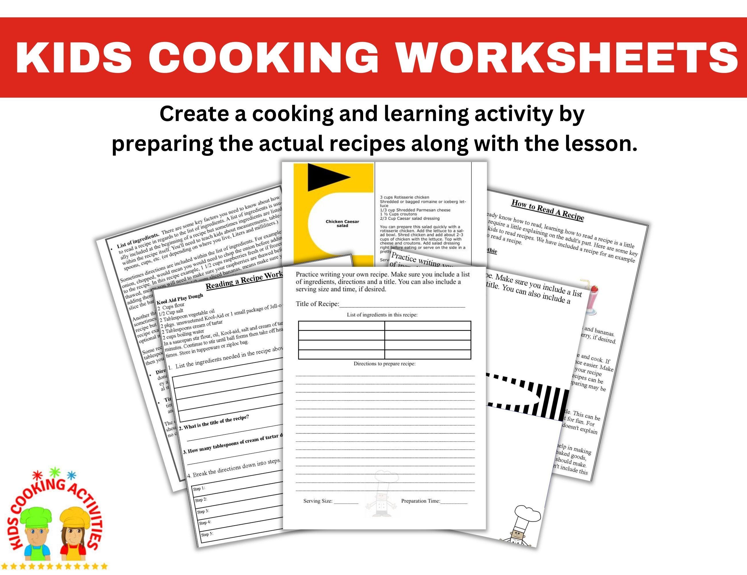 How to Read a Recipe Activity- Cooking With Kids Printable, Reading a ...