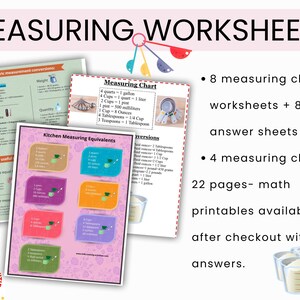 Kitchen Measurement Conversion Chart: Cooking Math Worksheets (digital ...