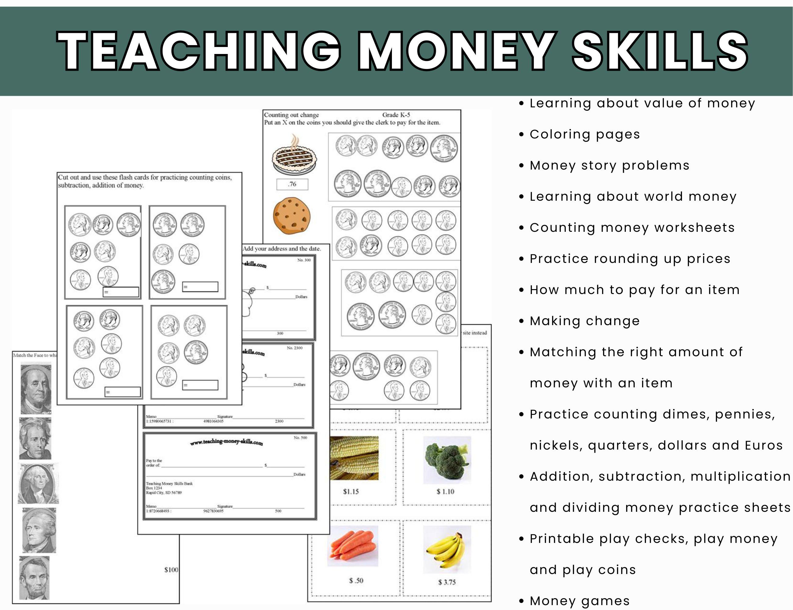 Teaching Money Skills – Printable Money Math Workbook for Prek–6th ...