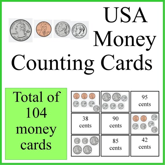USA Money Counting Cards Game USA Money Flashcards Printable | Etsy