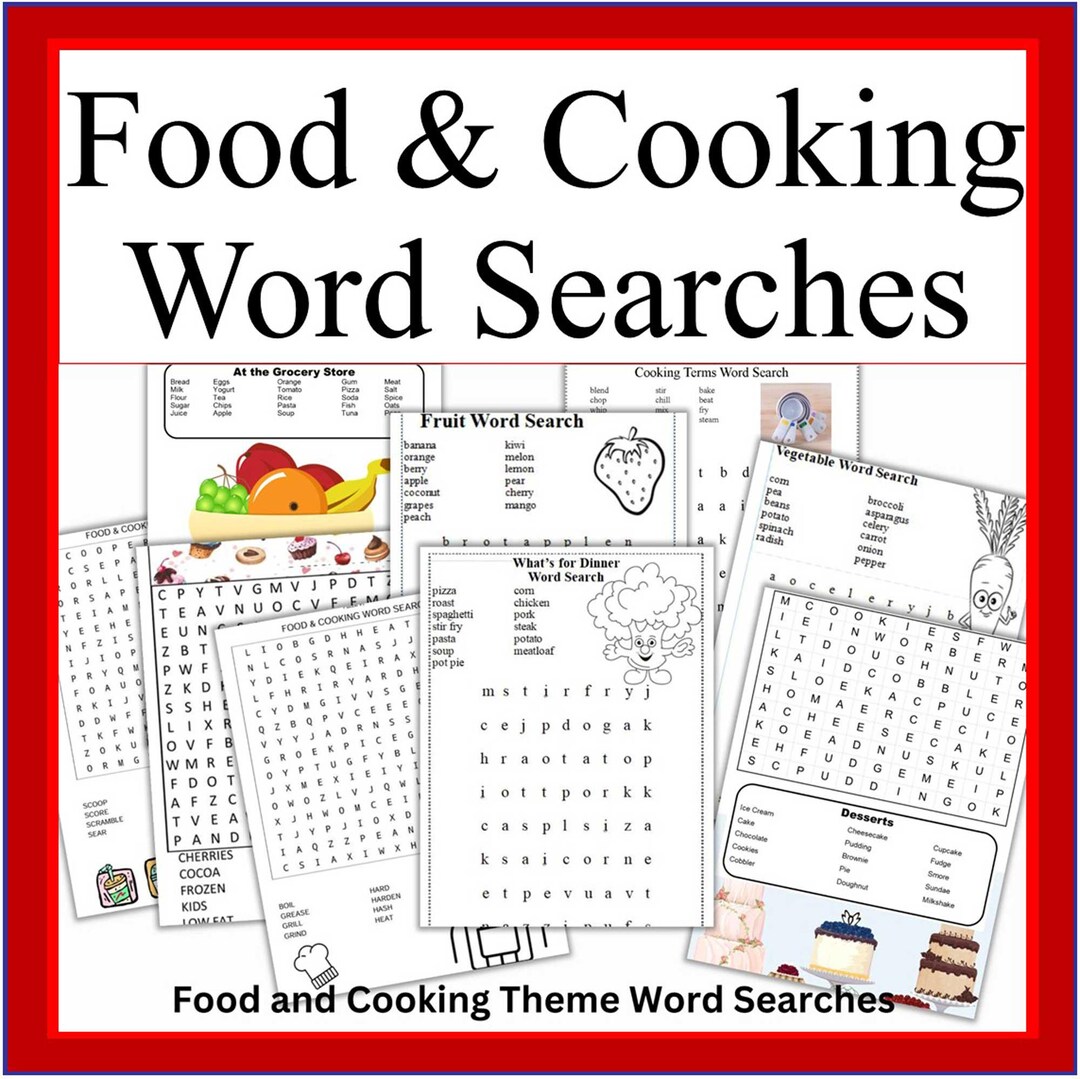 Food & Cooking Word Searches: 52 Themed Puzzles (PDF) - Etsy