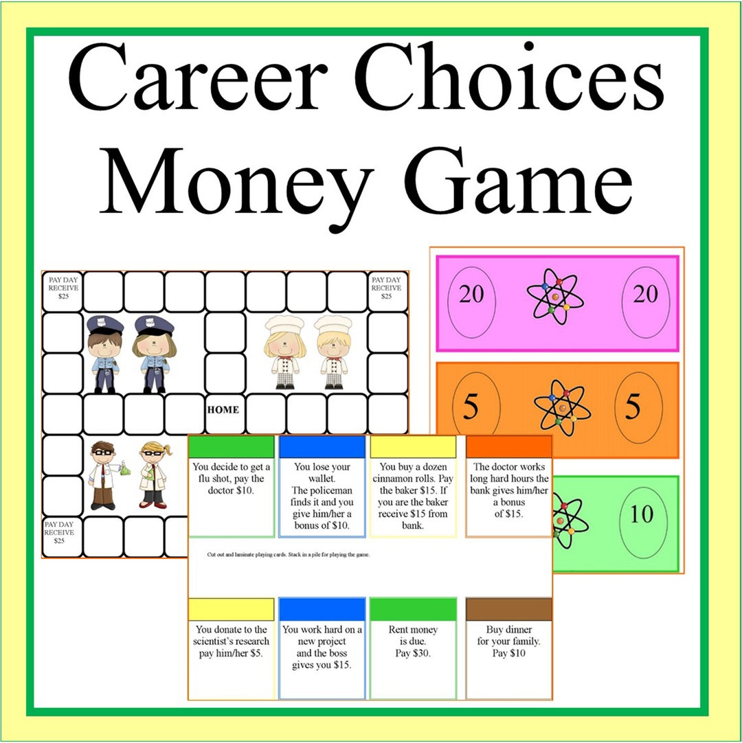 Career Choices Money Game – Printable Money Skills Game Board With Play ...