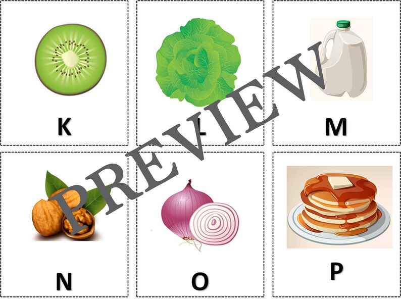 Food Alphabet Cards- Food Alphabet Game- Alphabet Theme Matching Game ...