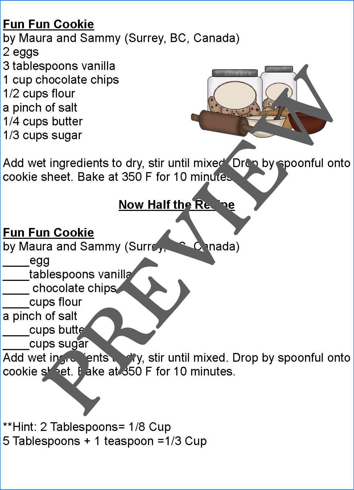 Doubling and Halving Recipes Worksheets, Cooking With Kids Printables ...