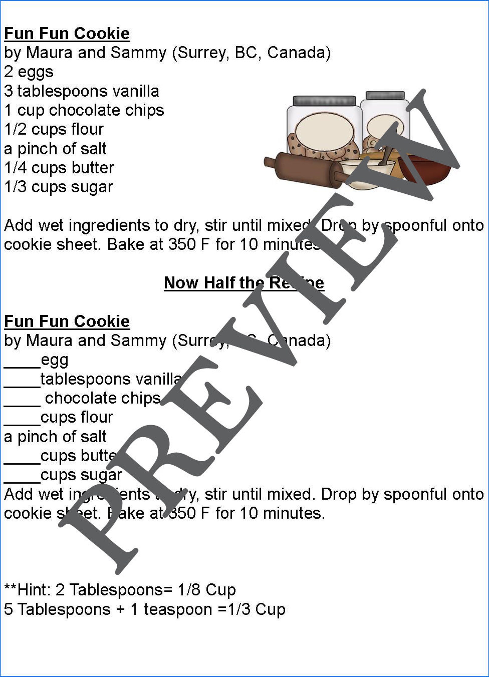 Doubling and Halving Recipes Worksheets Cooking With Kids | Etsy