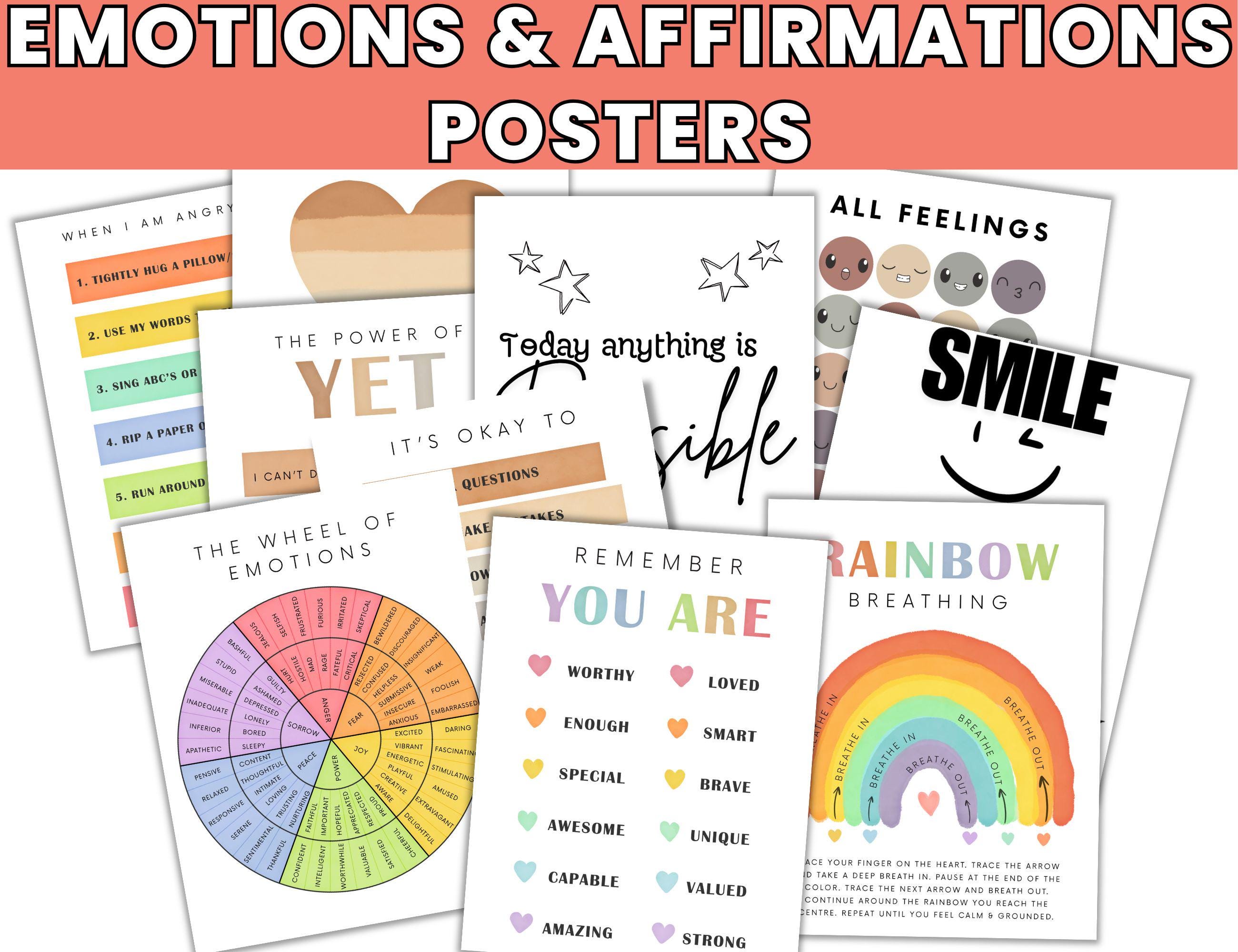 20 Emotions & Affirmations Posters – Feelings and Positive Mindset ...