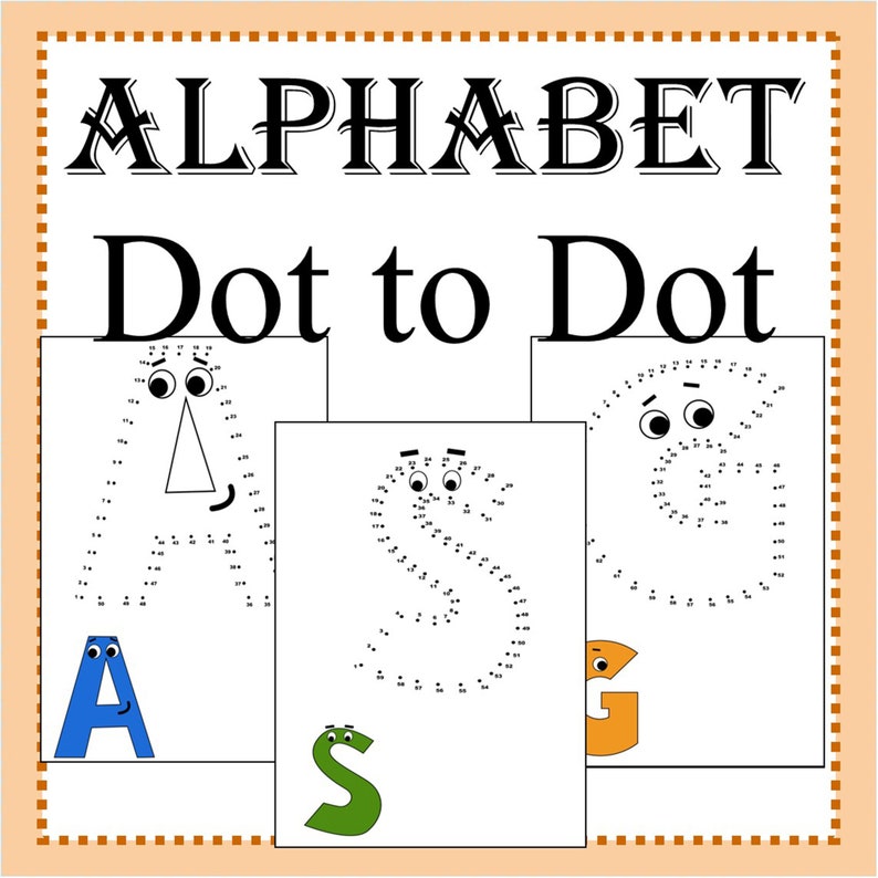 Alphabet Dot to Dot Coloring Pages- Dot to Dot Worksheets - Etsy