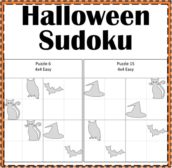 Halloween Sudoku Printable Games for Kids Easy Sudoku | Etsy