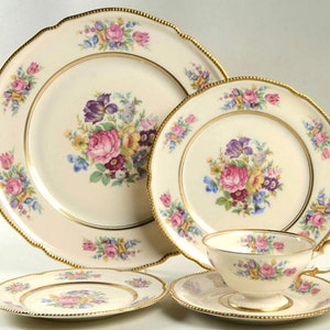 Vintage 5-piece Place Setting by Castleton in Castleton Rose Pattern - Etsy
