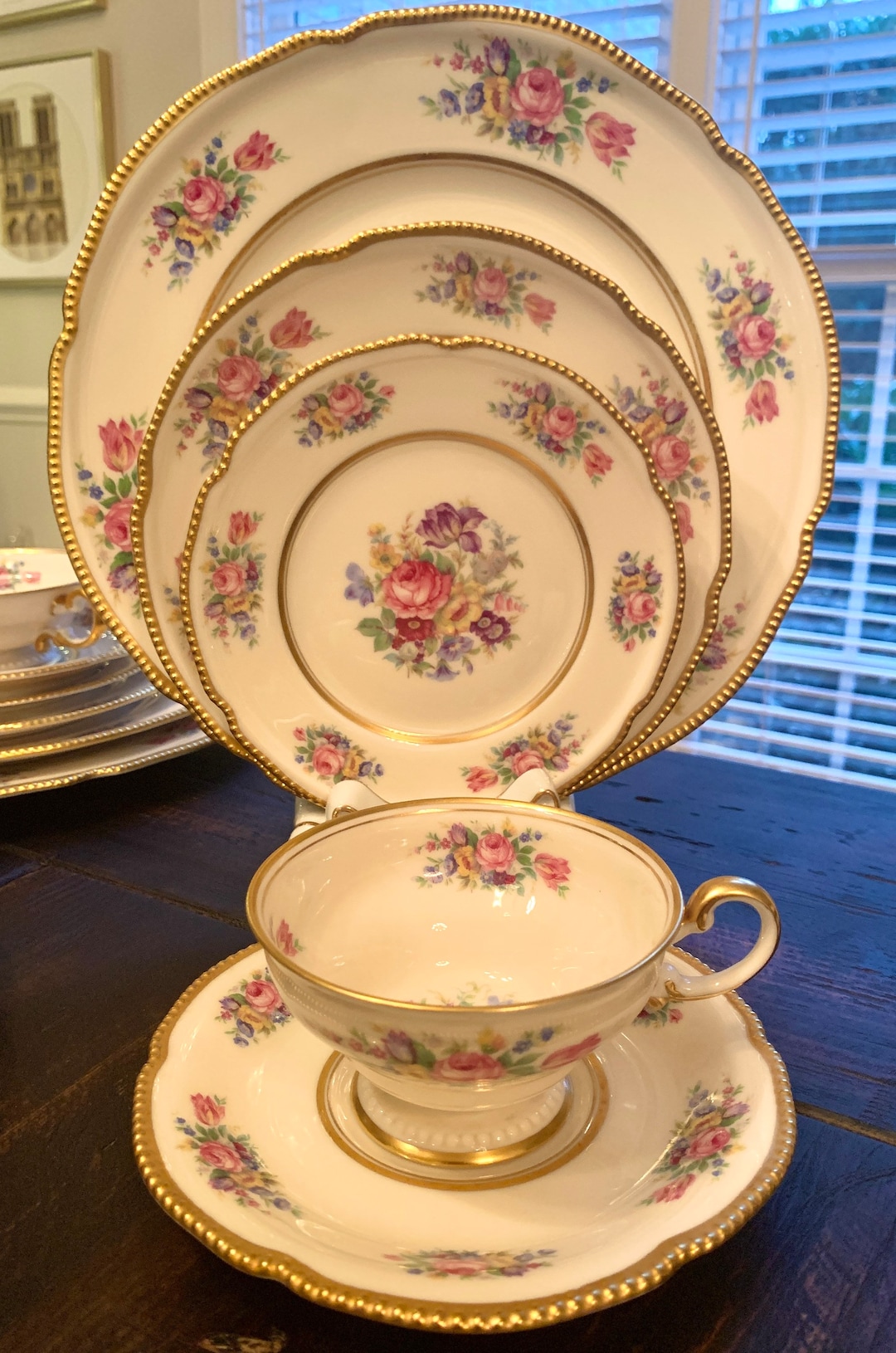 Vintage 5-piece Place Setting by Castleton in Castleton Rose Pattern - Etsy