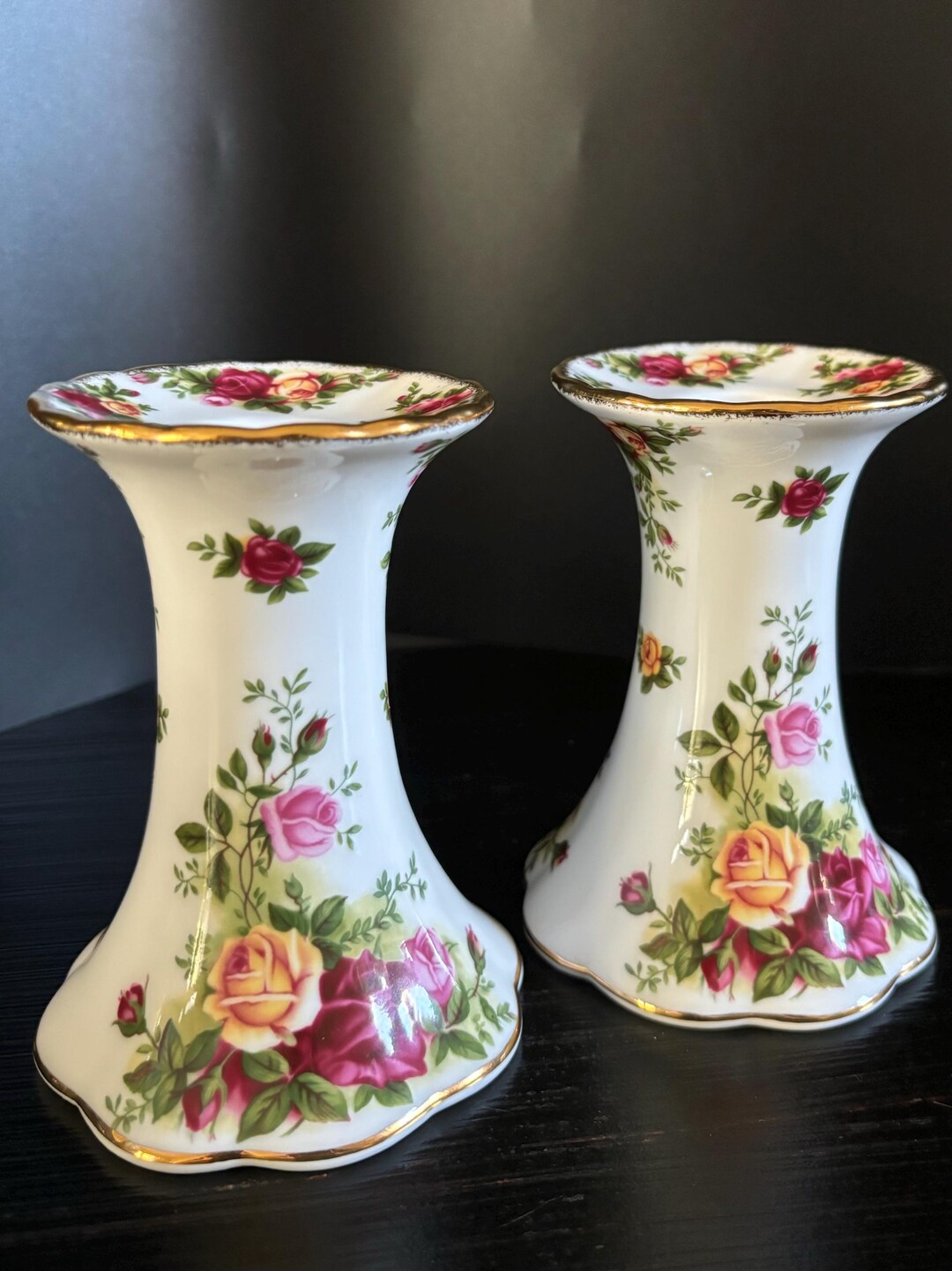 A Pair of Candle Holder by Royal Albert Old Country Roses - Etsy