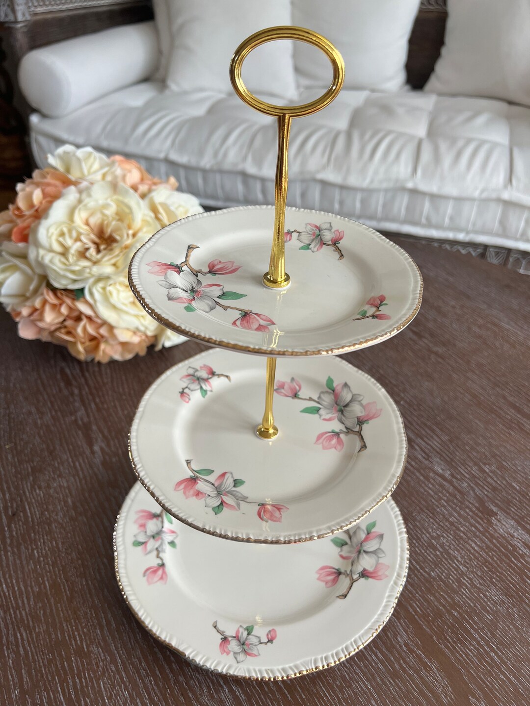 3 Tier Vintage Cake Stand for Afternoon Tea - Etsy