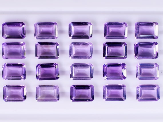 Natural Amethyst Step Cut Octagon Shape Loose Gemstone Purple | Etsy