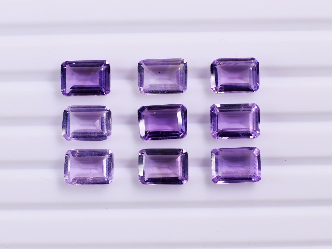 Natural Amethyst Step Cut Octagon Shape Loose Gemstone Purple | Etsy