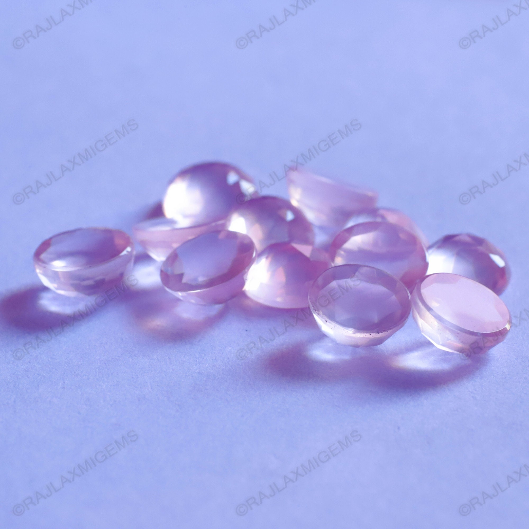 Natural Rose Quartz Pink stone Round Shape Rose Cut Dome | Etsy