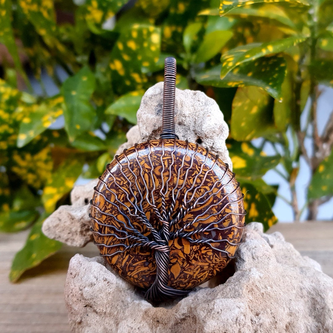 Tree of Life Cooper Oxidized Wire Wrapped Mariam Stone Natural Mariam ...