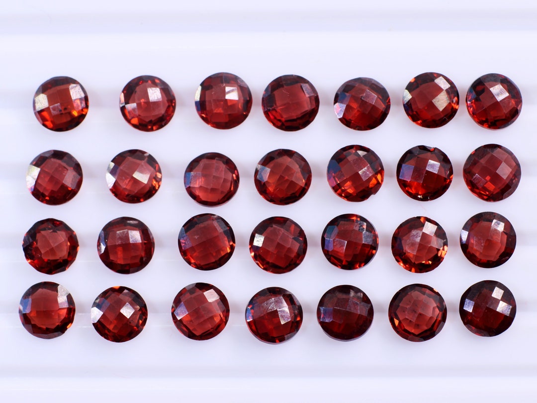 Natural Red Garnet, Round Checker Briolette Faceted Cut Mozambique ...