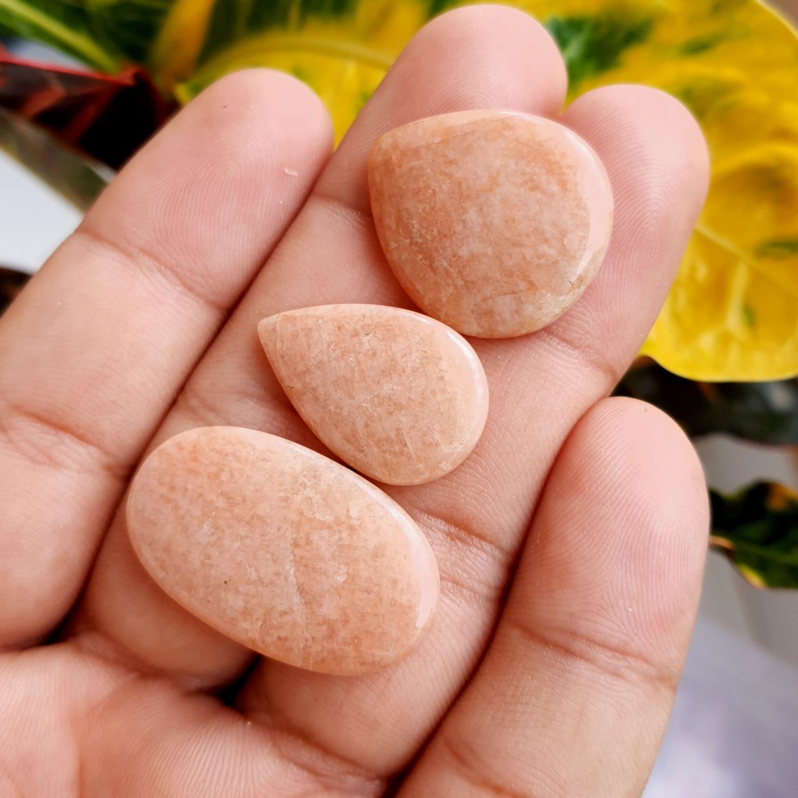 Natural Peach Amazonite Cabochon flashy orange amazonite | Etsy