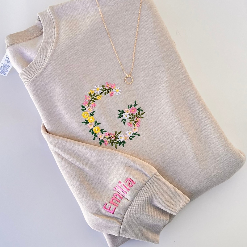Embroidered Sweatshirt - Etsy