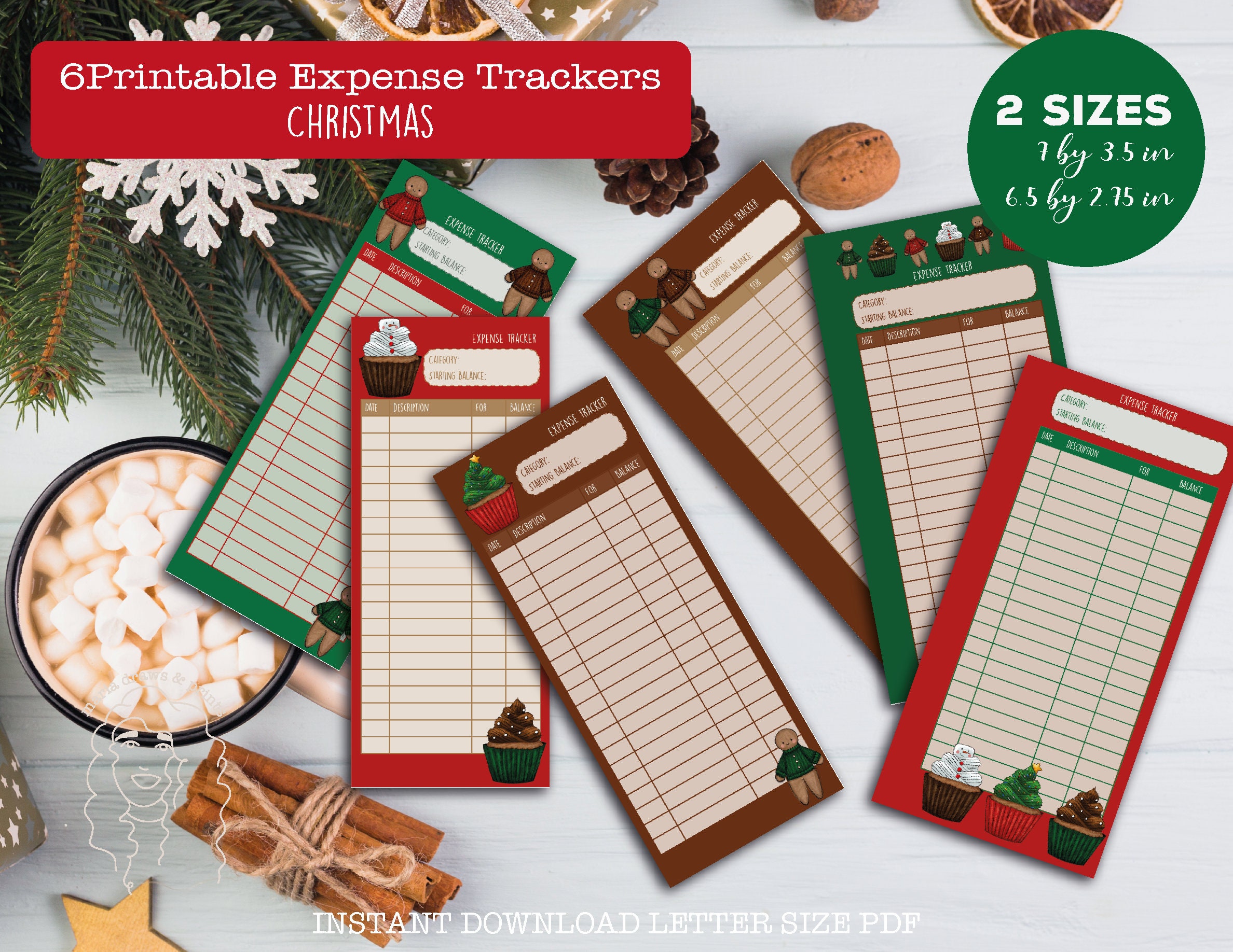 Printable Expense Trackers Christmas Set of 6 2 - Etsy