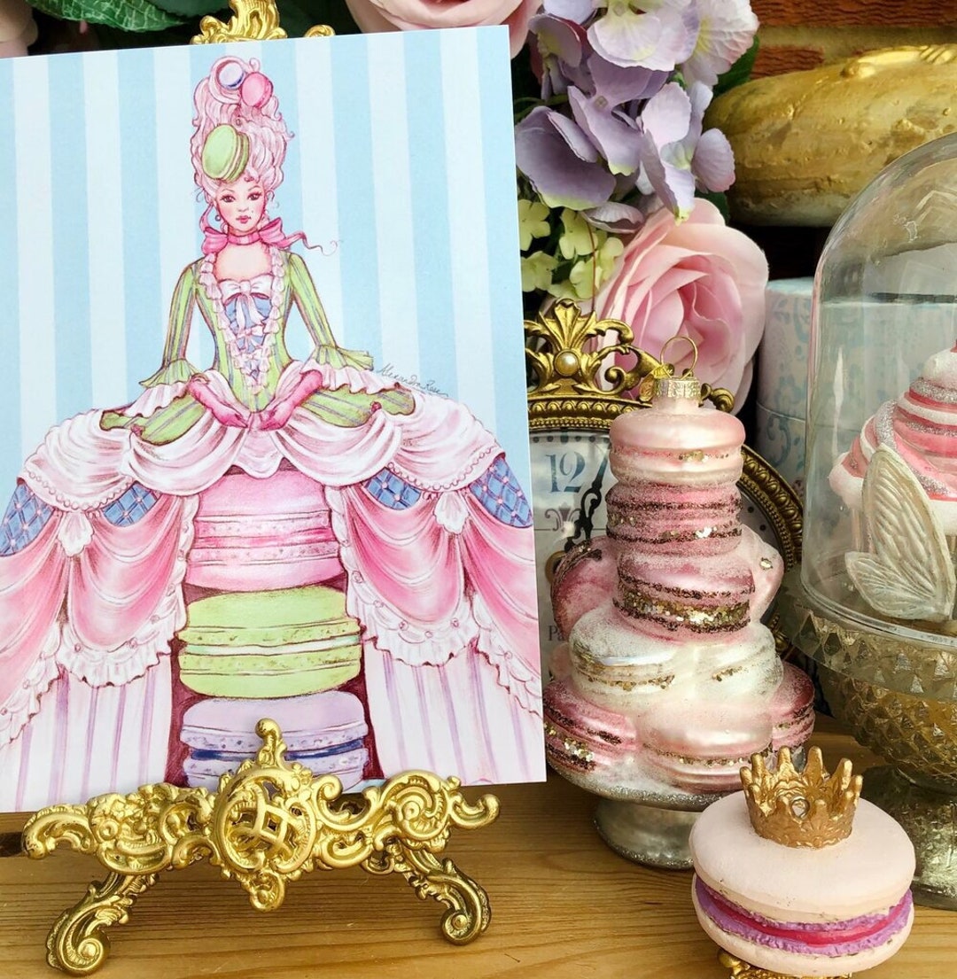 5x7 Madame Macaron Illustrated Greeting Card, French Patisserie Cake ...