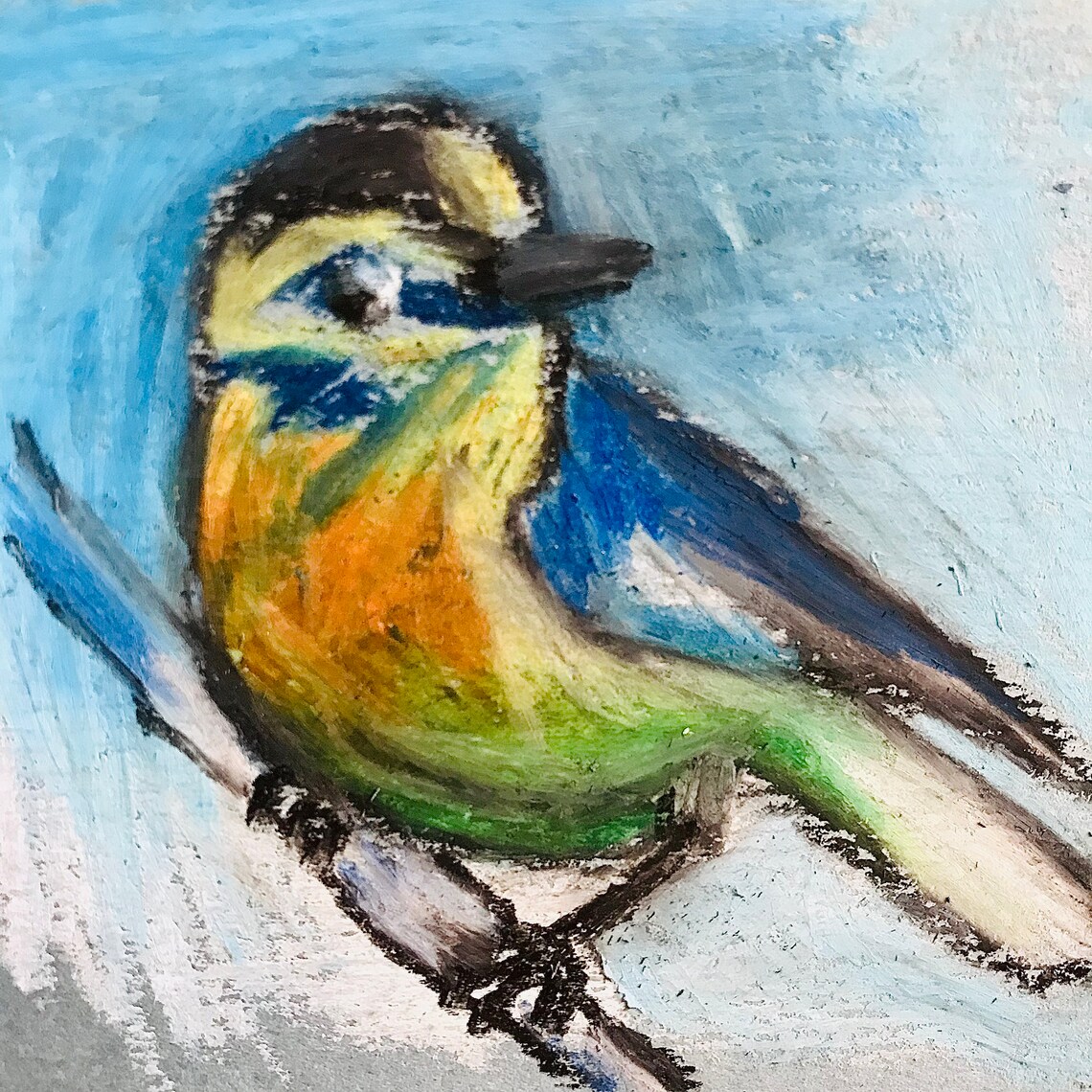 OIl pastel Bird ArtNursery bird Digital PaintingFine Art | Etsy