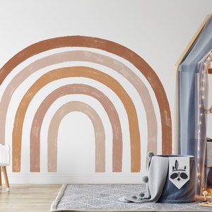 Large Boho Rainbow Wall Decal Watercolor Neutral Boho - Etsy