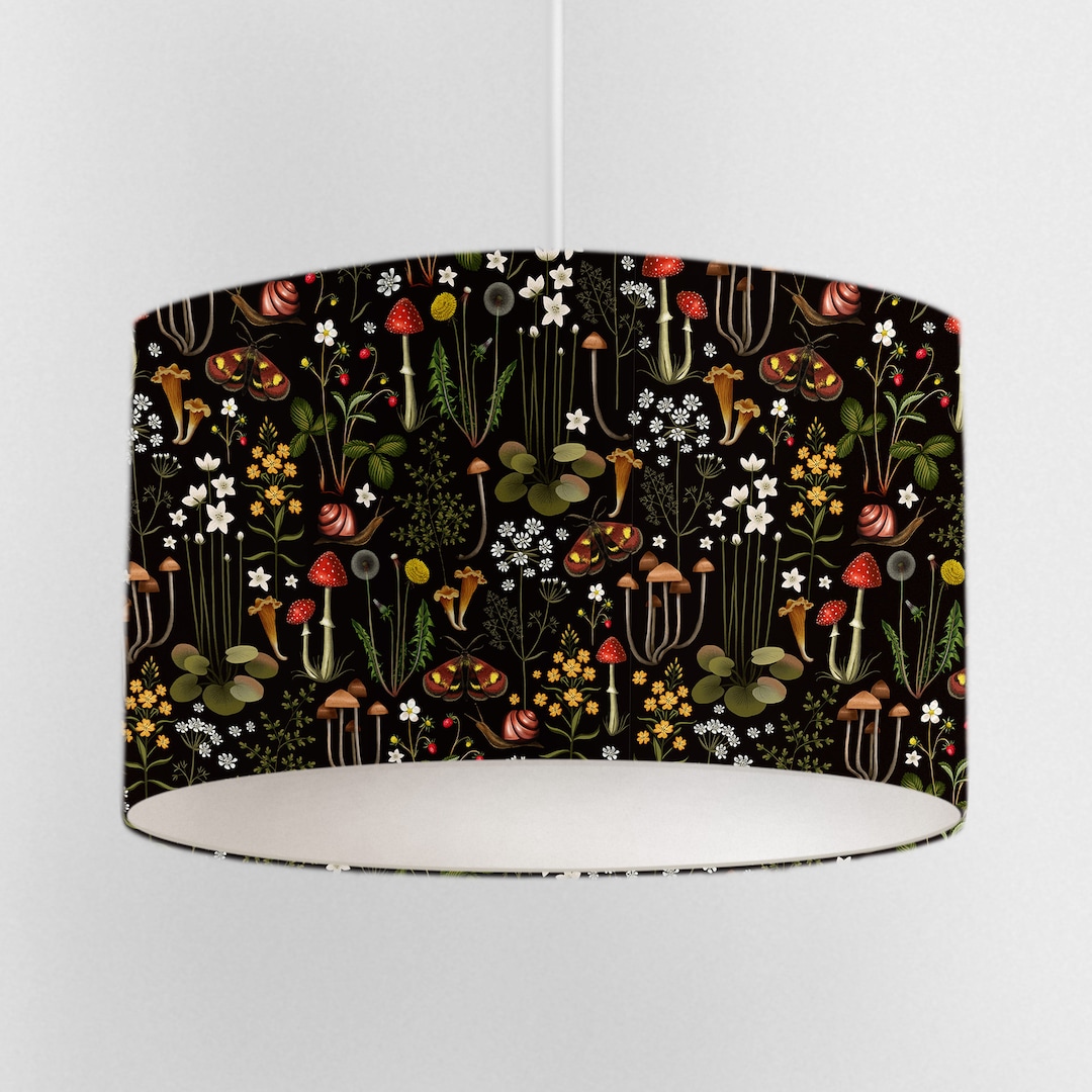 Vintage Forest Mushroom Lampshade, Nursery Ceiling Lampshade, Kids Room ...