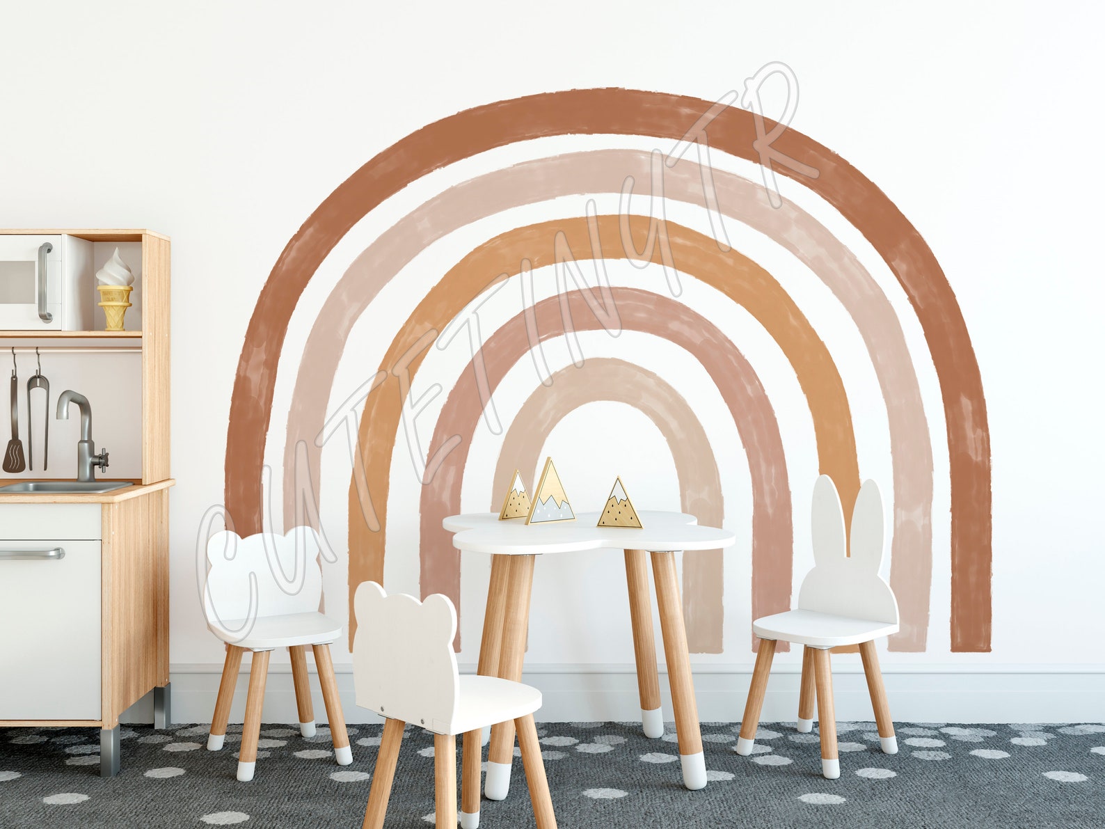 Large Boho Rainbow Wall Decal Watercolor Neutral Boho - Etsy