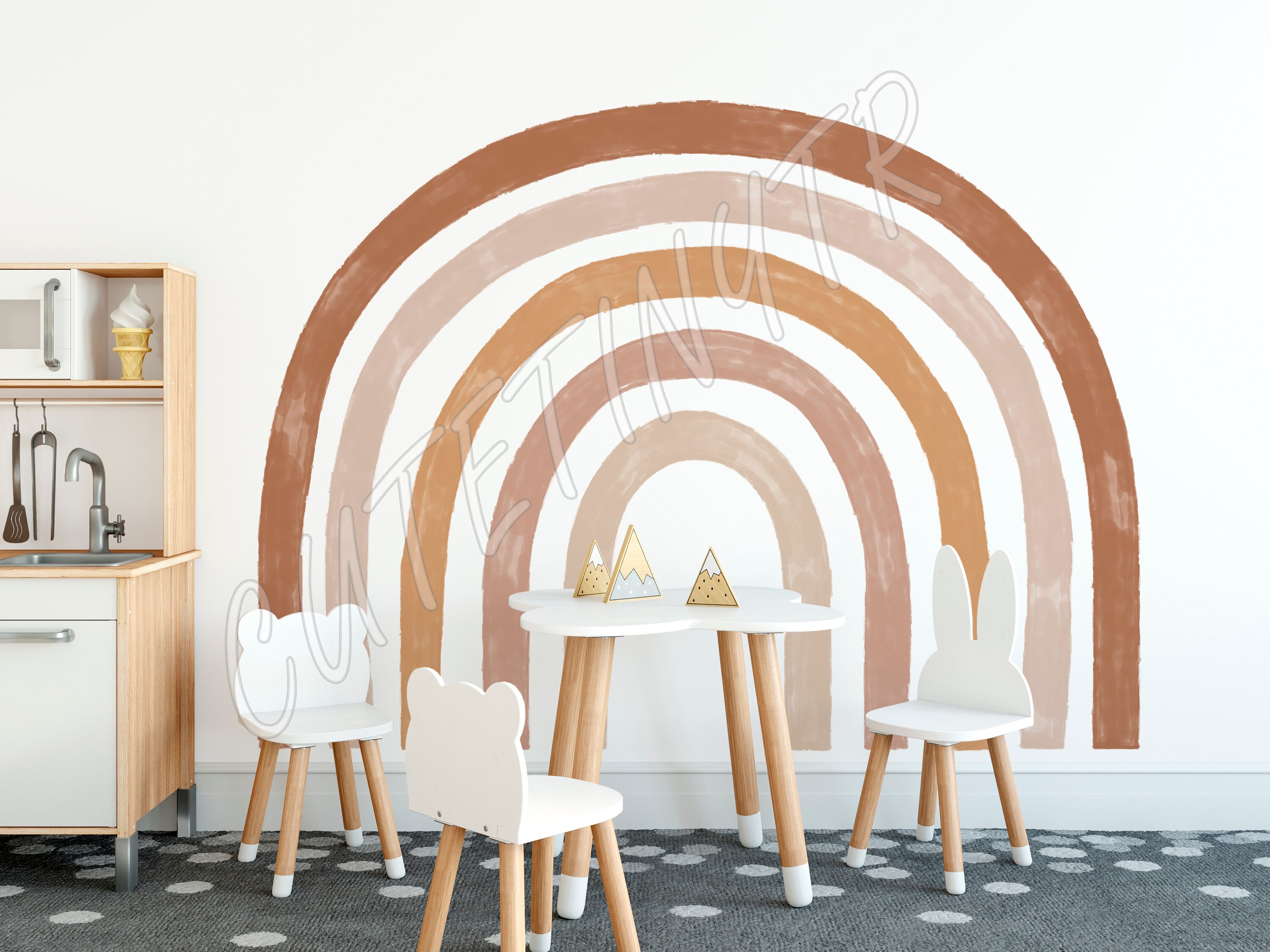 Large Boho Rainbow Wall Decal Watercolor Neutral Boho - Etsy