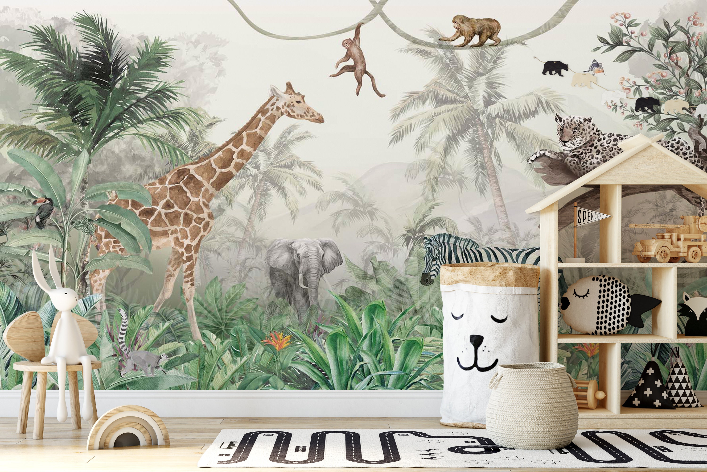 Safari Animals Wallpaper Peel and Stick Nursey Wall Decor - Etsy Ireland