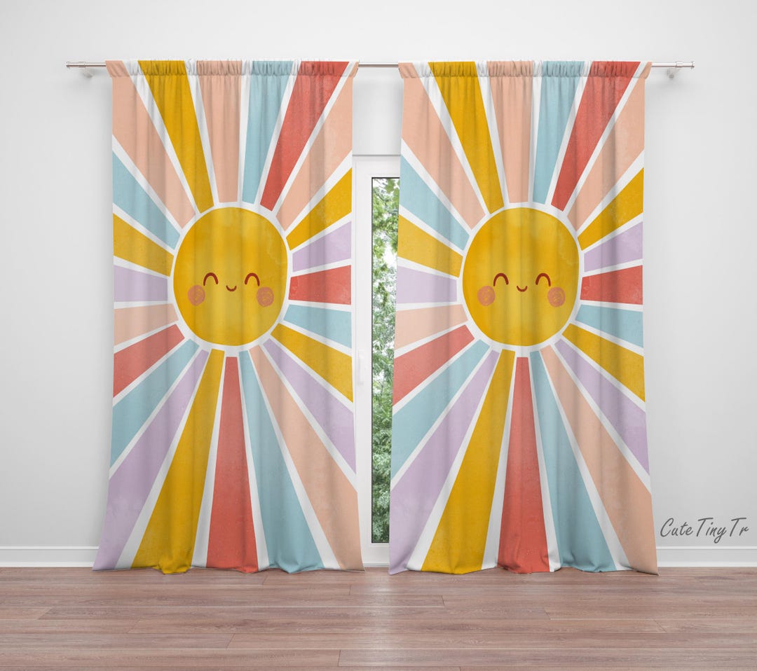 Rainbow Sunshine Baby Girl Room Curtain Nursery Curtains Window ...