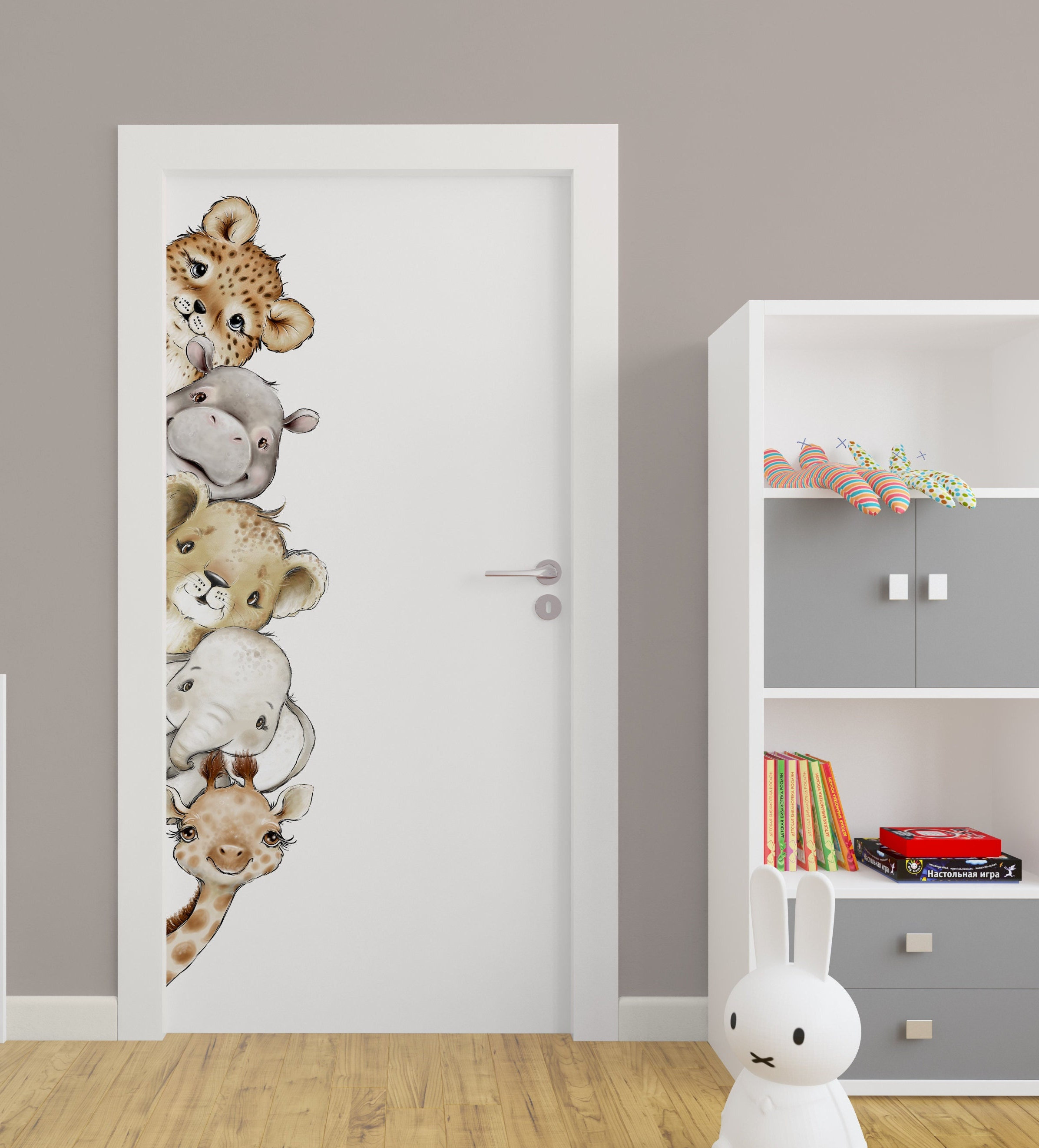 African Animals Door Sticker Nursery Wall Decal Woodland - Etsy
