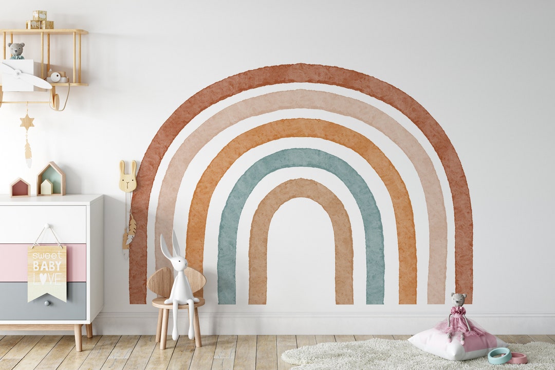 Large Boho Rainbow Wall Decals, Nursery Wall Decal, Girls Wall Decal ...