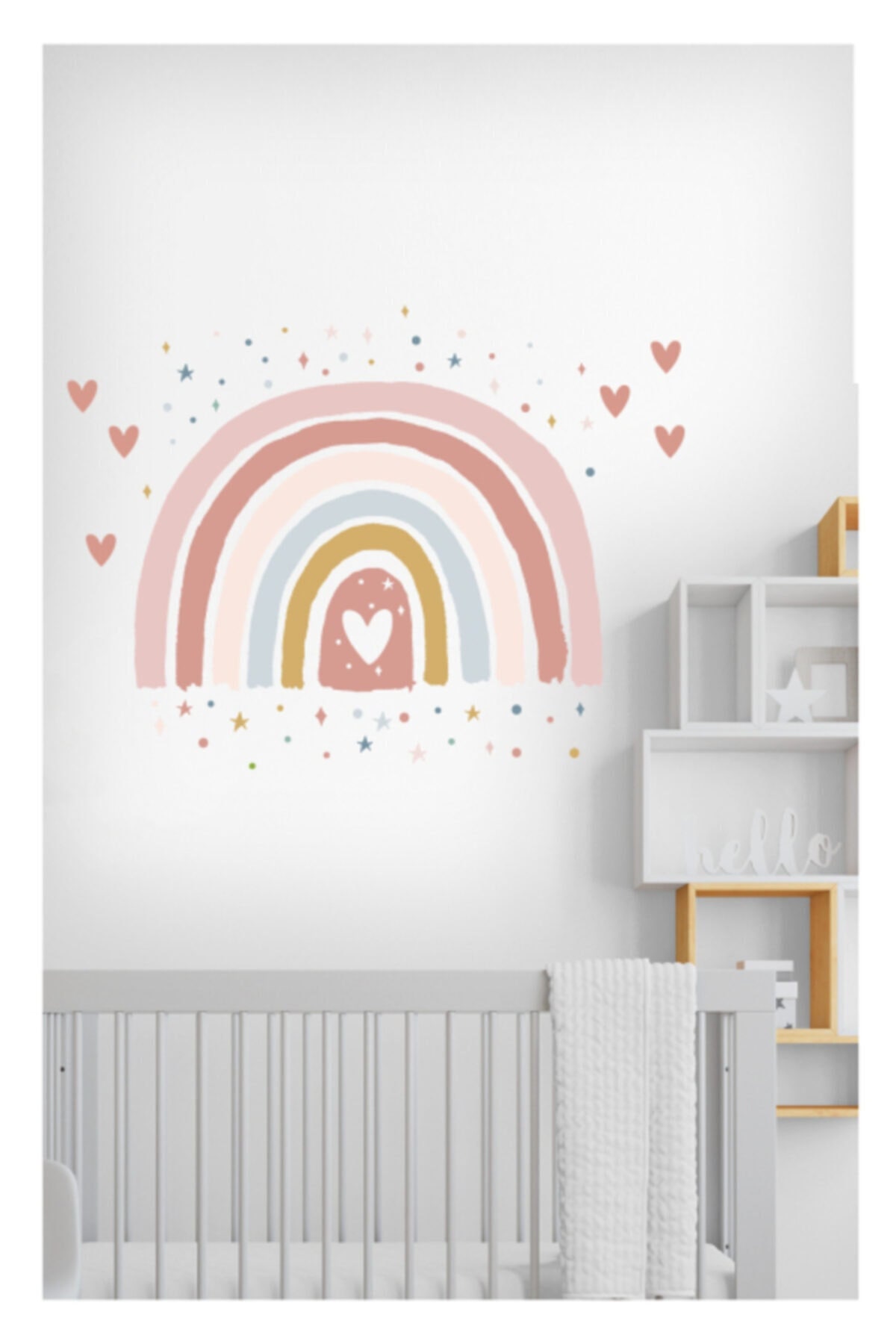 Boho Pink Rainbow and Hearts Wall Sticker Girls Room Wall - Etsy