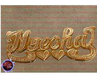 Two Tones Double Name Plate With 14kt Gold Plated FREE CHAIN - Etsy