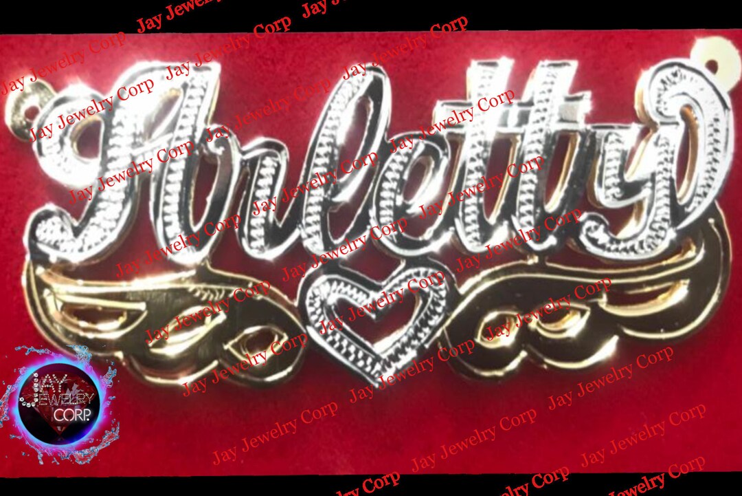 Two Tones Double Name Plate With 14kt Gold Plated FREE CHAIN - Etsy